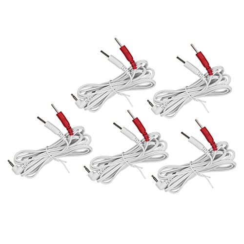 Demeras TENS Electrode Wire, Premium Metal Wire Electrode Wire 1.5m Long Promote White 2.5mm Elbow for Slimming Massager