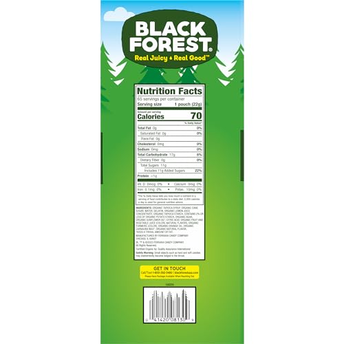 Black Forest Organic Gummy Bears Candy, 0.8 Ounce Pouches (65 Count)