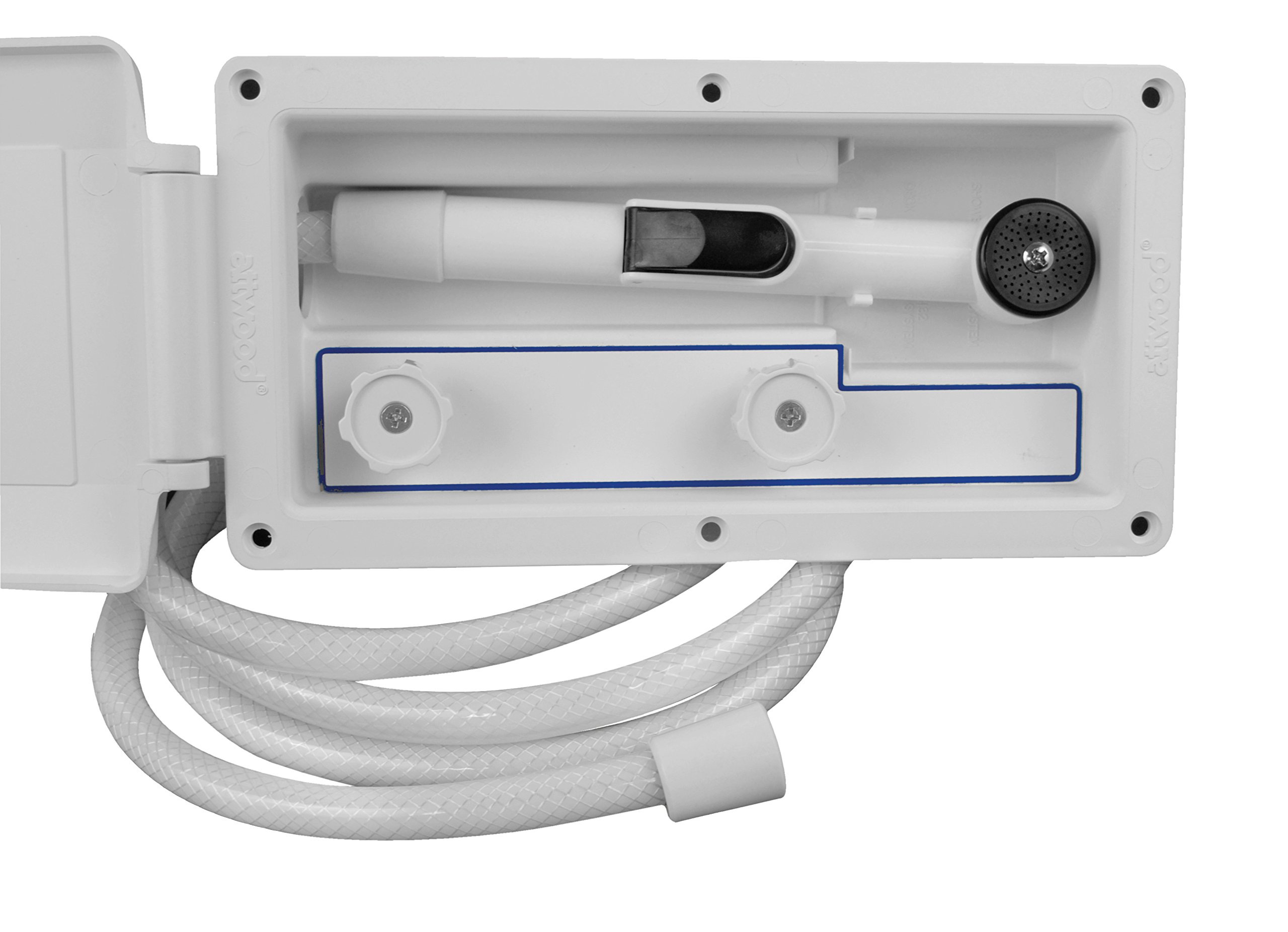 Attwood 4131-4 Aft-Deck Hot and Cold Freshwater Exterior Boat Shower Box Kit
