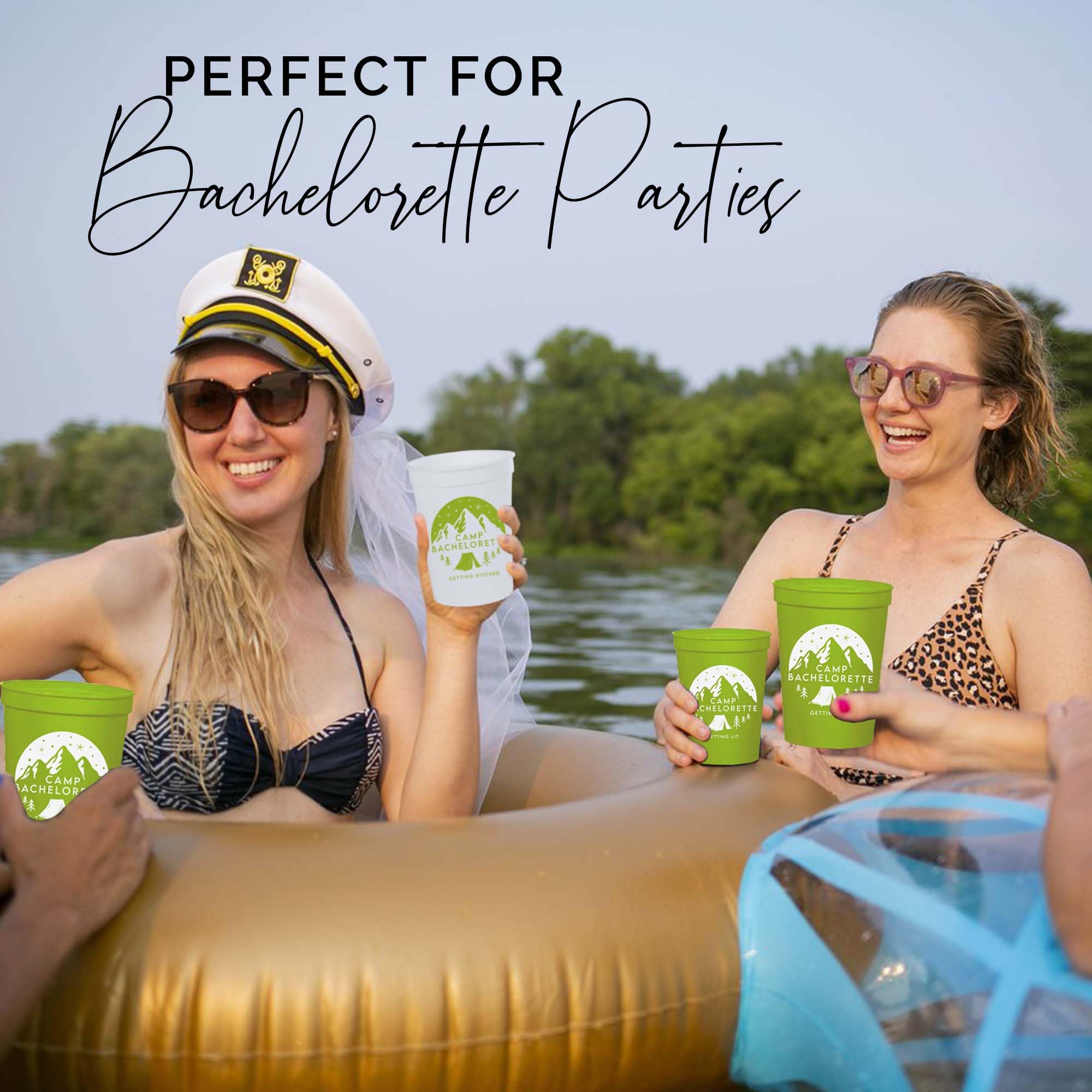 Camp Bachelorette Decorations, Bridal Party Gifts, 12 Pcs Bachelorette Cups, 1 Getting Hitched and 11 Getting Lit Bachelorette Party Cups, Camping Bachelorette Party Decorations