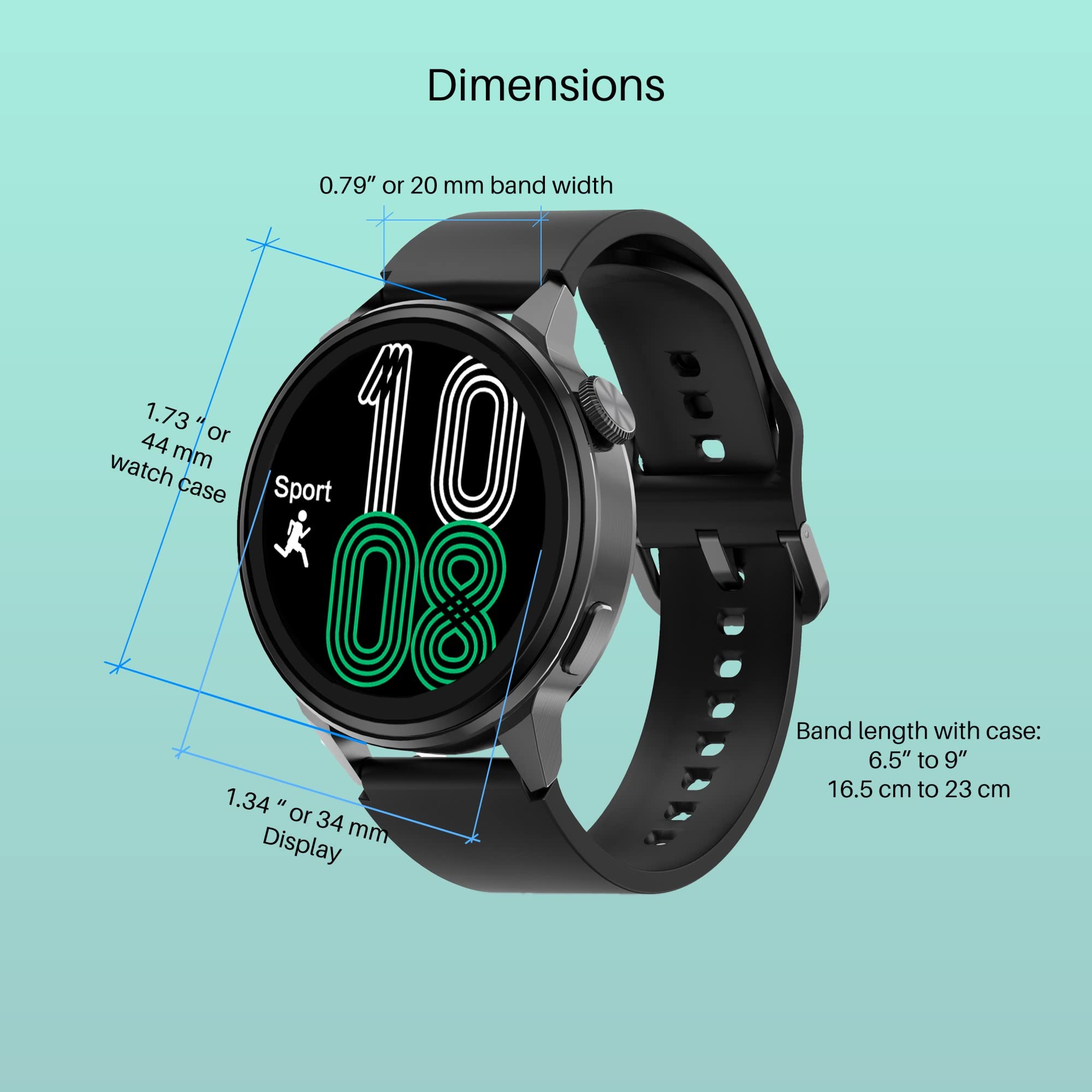 EKTON Smart Watches for Men & Women - Smart Watch for Android Phones, Make/Answer Calls, Messaging, Voice Assistant, NFC Functions, Wireless Charging, Long Battery Life, Black