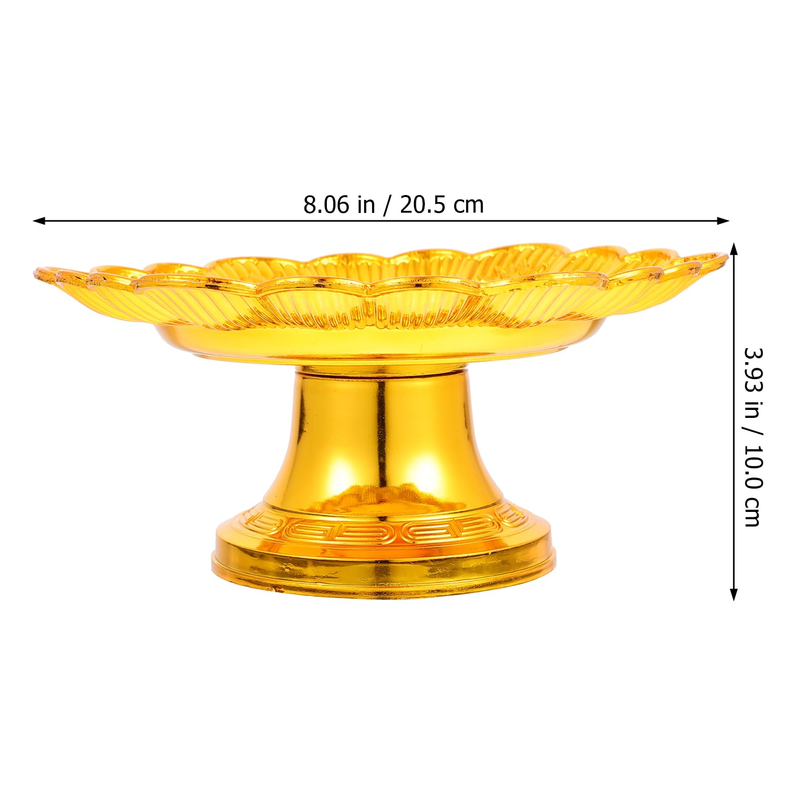 Buddha Altar Fruit Plate:2PCS Offering Plate Tribute Serving Trays - Offering Fruit Desserts and Snacks for Buddha Altar Temple - Gold (8 Inches)