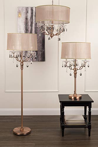 OK LIGHTING OK-5126F OK-5126f Rosie Crystal Floor Lamp Deer Antler Inspired, 18" x 18" x 62"