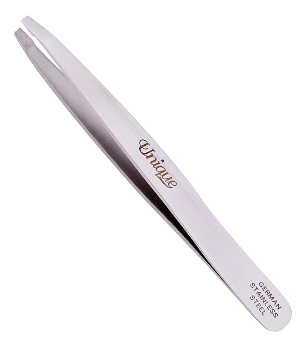Tweezers - Eyebrow Flat Square Tip Tweezer - German Stainless Steel, Hair Plucking, Facial - By The Unique Edge