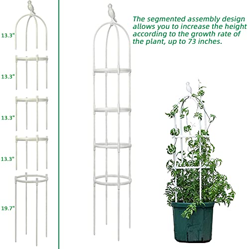 Garden Trellis for Climbing Plants, Rustproof Metal Pipe with Heavy Duty 6ft, Garden Outdoor Indoor Potted Plant Support（White）…