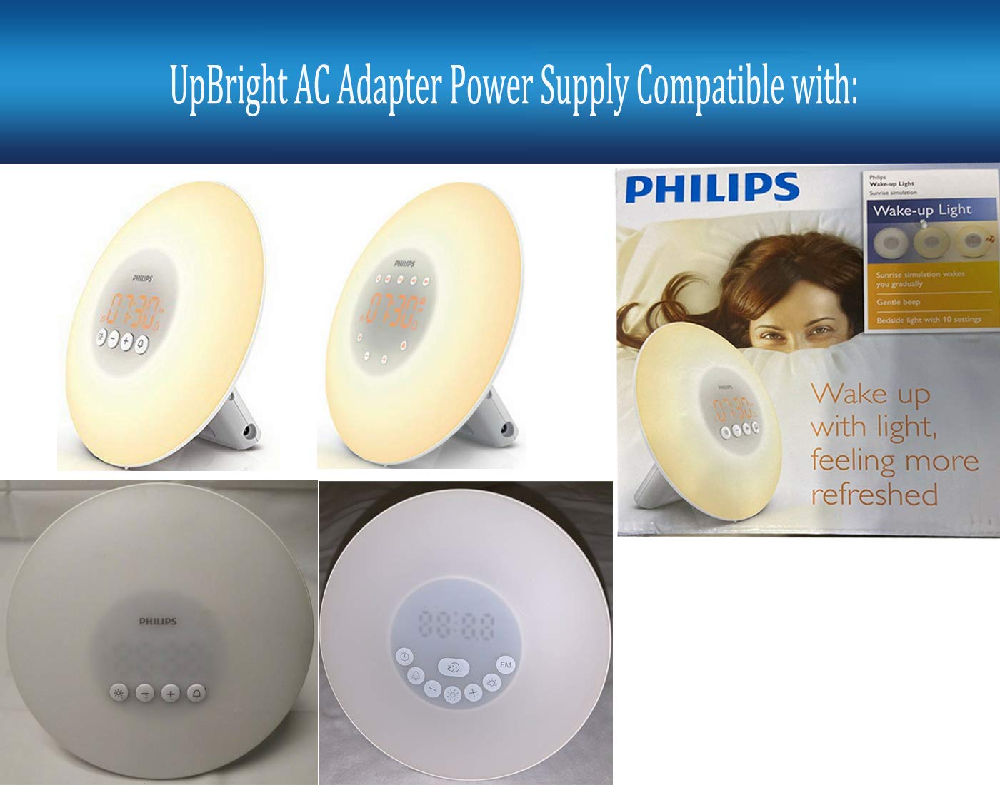 UpBright 15V AC/DC Adapter Compatible with Philips Wake-up Light HF3500 HF3500/60 HF3505 /60 HF3506 /05 HF3506/06 HF3506/65 66 HF3500/01 Sunrise Simulation Alarm Clock HQ8505 15VDC 5.4W Power Supply