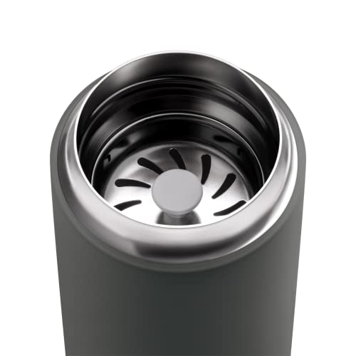 Fellow 16 oz Carter Move Travel Mug - Vacuum-Insulated Stainless Steel Travel Coffee Mug - Coffee Tumbler with Ceramic Interior and Splash Guard - Slate Grey