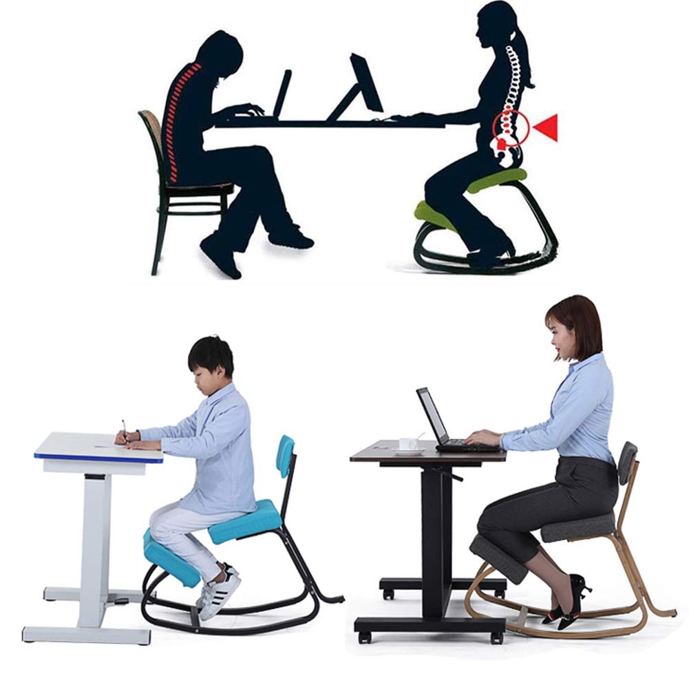 APOE Ergonomic Kneeling Chair with Back Support, Knee Chair Posture Correction Desk Stool for Home Office, Thick Comfortable Cushions, Gray