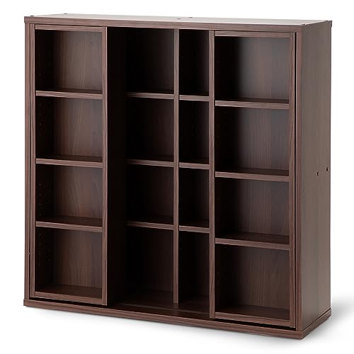Iris Ohyama CSD-9090 Bookcase, Large Capacity, Slim, Stylish, Toy, Slide Storage, Width 35.4 x Depth 11.5 x Height 36.4 inches (90 x 29.2 x 92.2 cm), Open Rack, Assembly Required, Walnut Brown,