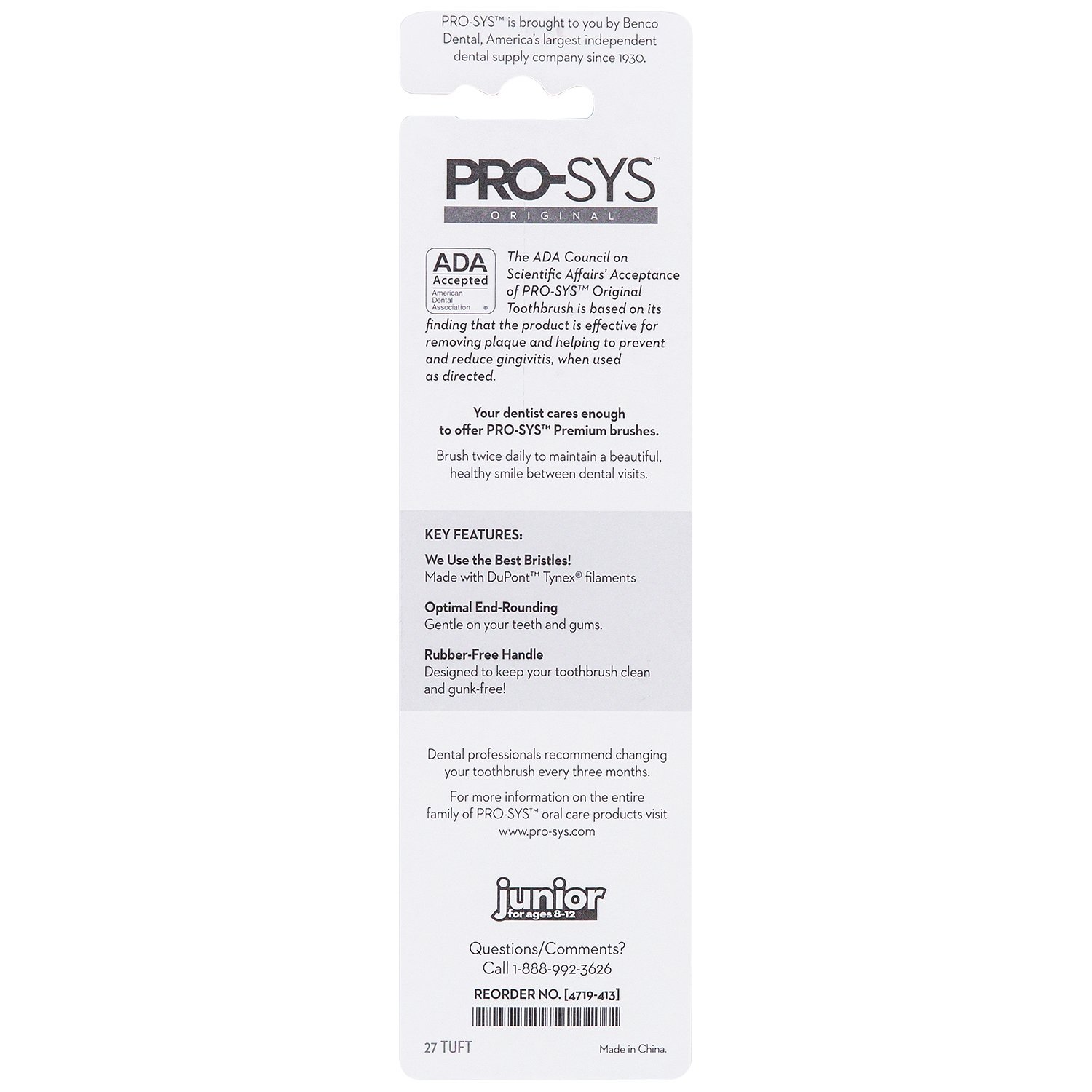 PRO-SYS® Kids Toothbrush (Colorful 4-Pack) - Made with Soft Dupont® bristles (Ages 8-12)