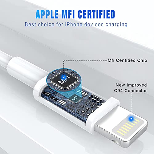 iPhone Charger 3Pack 6FT MFi Certified Lightning Cable Fast Charging Cords Apple Charger Compatible with iPhone 14 13 12 11 XS XR X Pro Max Mini 8 7 6S 6 Plus 5S SE iPad iPod AirPods
