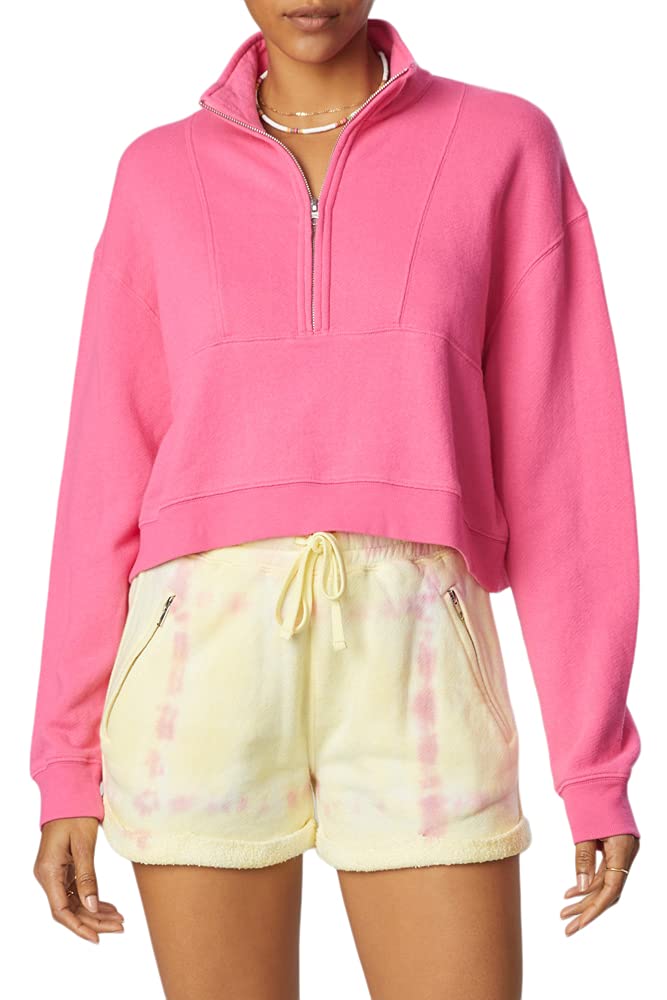Bandier x Sincerely Jules_The Holly Half Zip Sweatshirt Bright Rose-XL