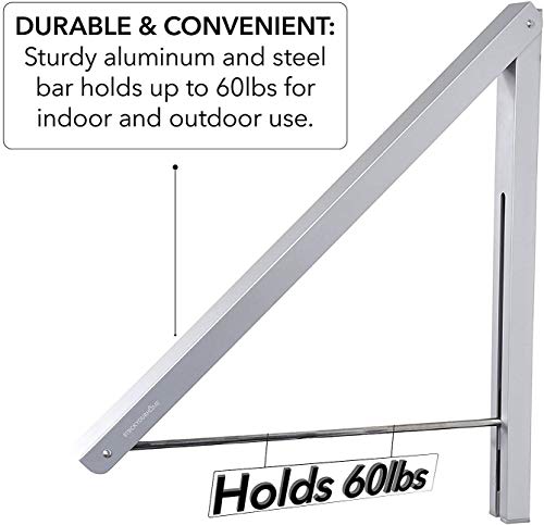 Single Foldable Clothing Rack, Wall-Mounted Retractable Clothes Hanger for Laundry Dryer Room, Hanging Drying Rod, Small Collapsible Folding Garment Racks, Dorm Accessories (Chrome)
