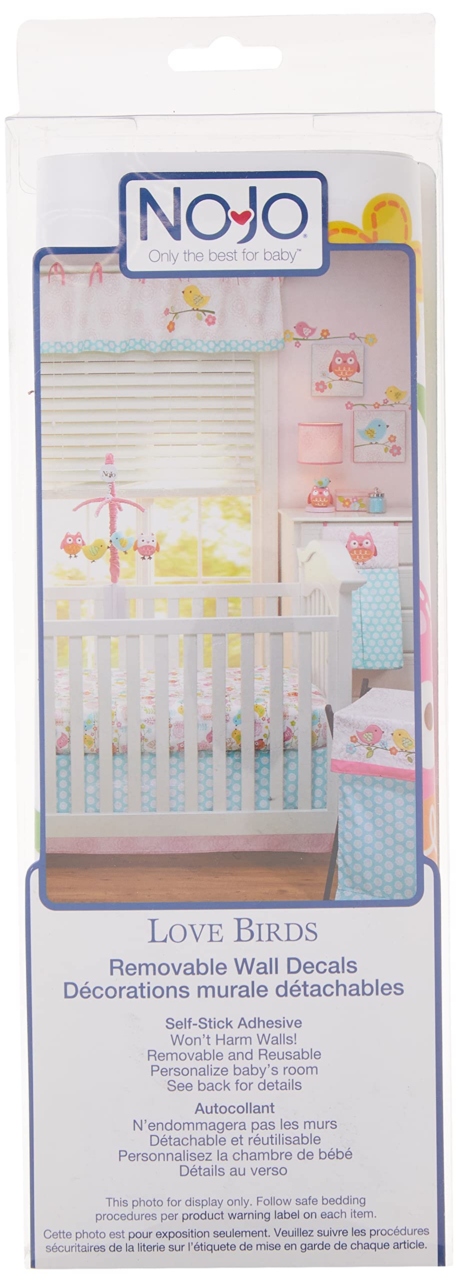 NoJo Love Birds Crib Bedding Set, Wall Decals