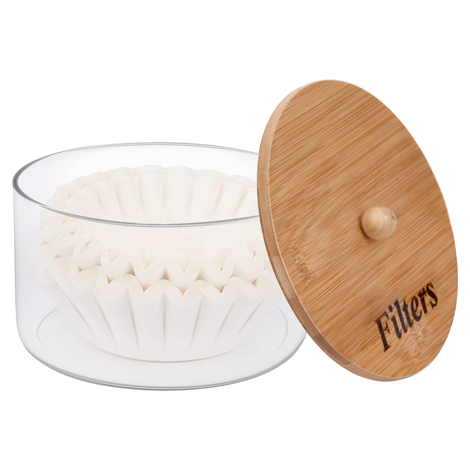 BKYFPQ Coffee Filter Holder, Glass Storage Container with Lid, Stylish Coffee Filter Basket for Counter, Coffee Filter Case, Coffee Bar Accessories Coffee Station Organizer