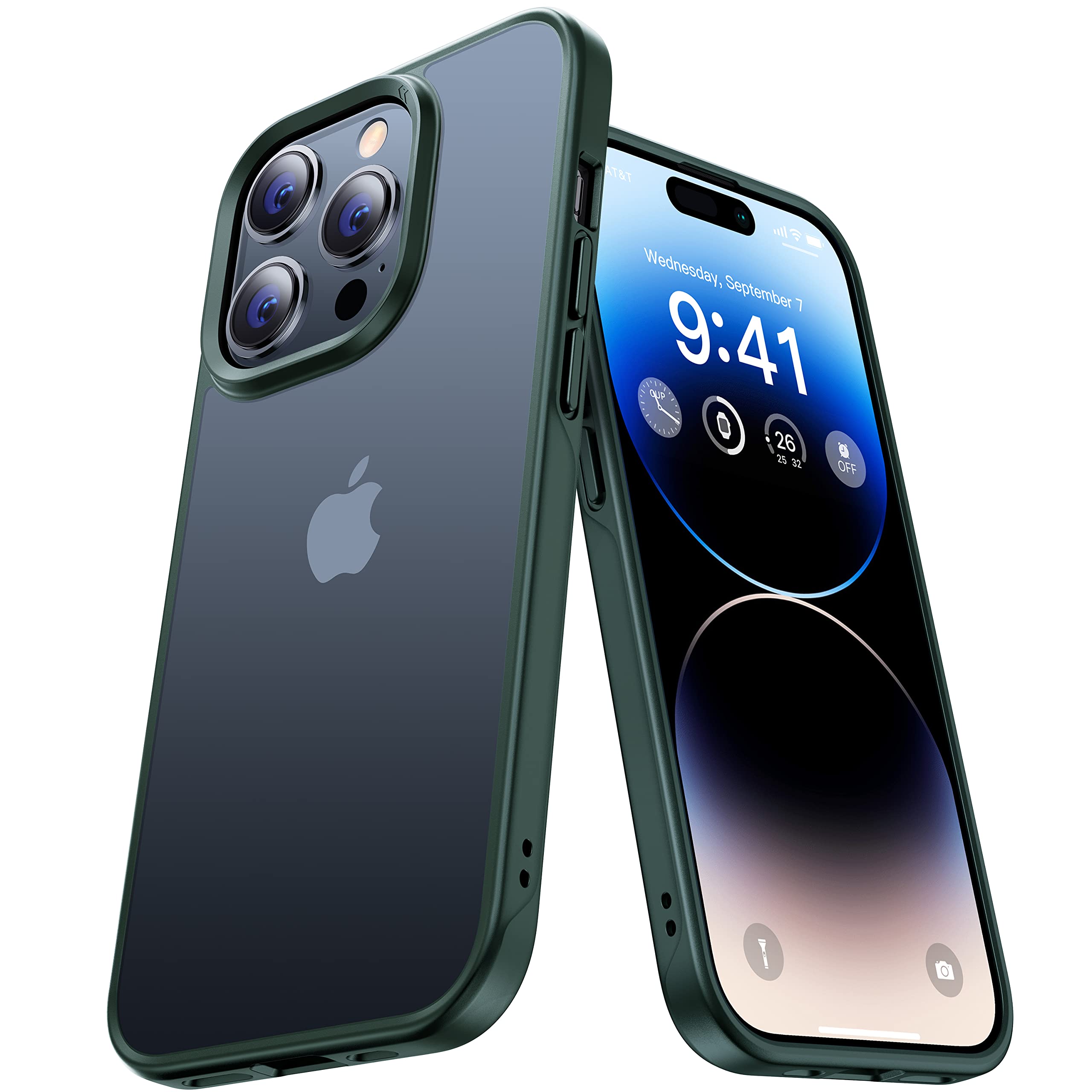 CASEKOO for iPhone 14 Pro Case Matte Shockproof, [Never Yellow] [10FT Mil-Grade Drop Protection] Translucent Slim Cover Women Men 14 Pro iPhone Case, Frosted Green