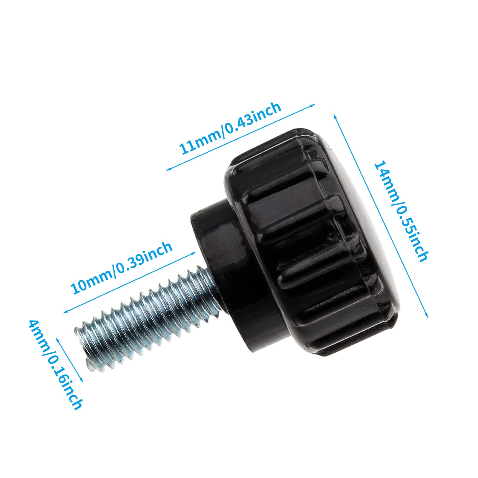 BokWin 20 Pcs Round Knurled Threaded Screws,M4x15mm Black Carbon Steel Thumbscrew for Monitor Computer Machinery