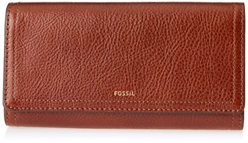 Fossil Women's Logan Leather Wallet RFID Blocking Flap Clutch Organizer, Brown (Model: SL7833200)