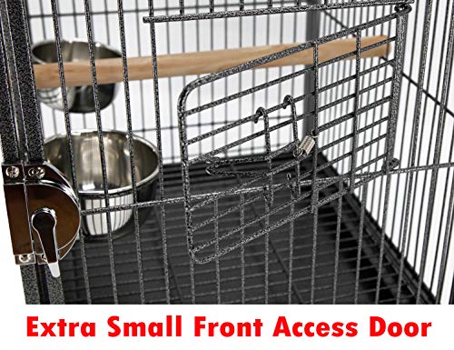 Portable Heavy Duty Travel Bird Parrot Carrier Cage Feeding Bowl Play Stand with Handle