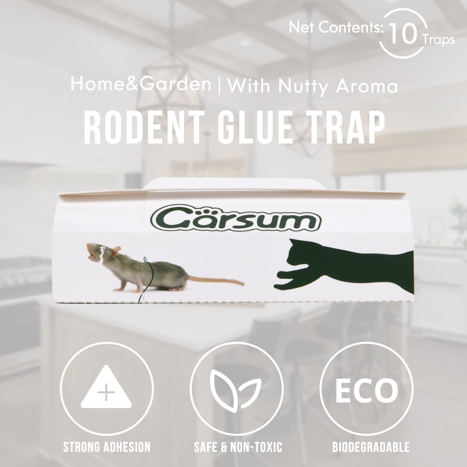 Garsum 10 Pack Mouse Glue Trap, Peanut Butter Scent Sticky Traps, Heavy Duty Pest Board Insect Spider Mice, Extra Strength Trampas para Ratones Indoor for Home