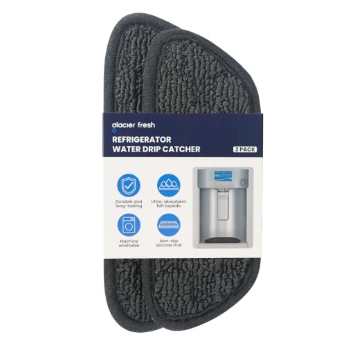 GLACIER FRESH Refrigerator Water Drip Tray Cache For Fridge Water Dispenser From Water Splatter and Spills, Replacement for Whirlpool, GE, Samsung Fridge Accessories (2 Pack, Semi-Circular)