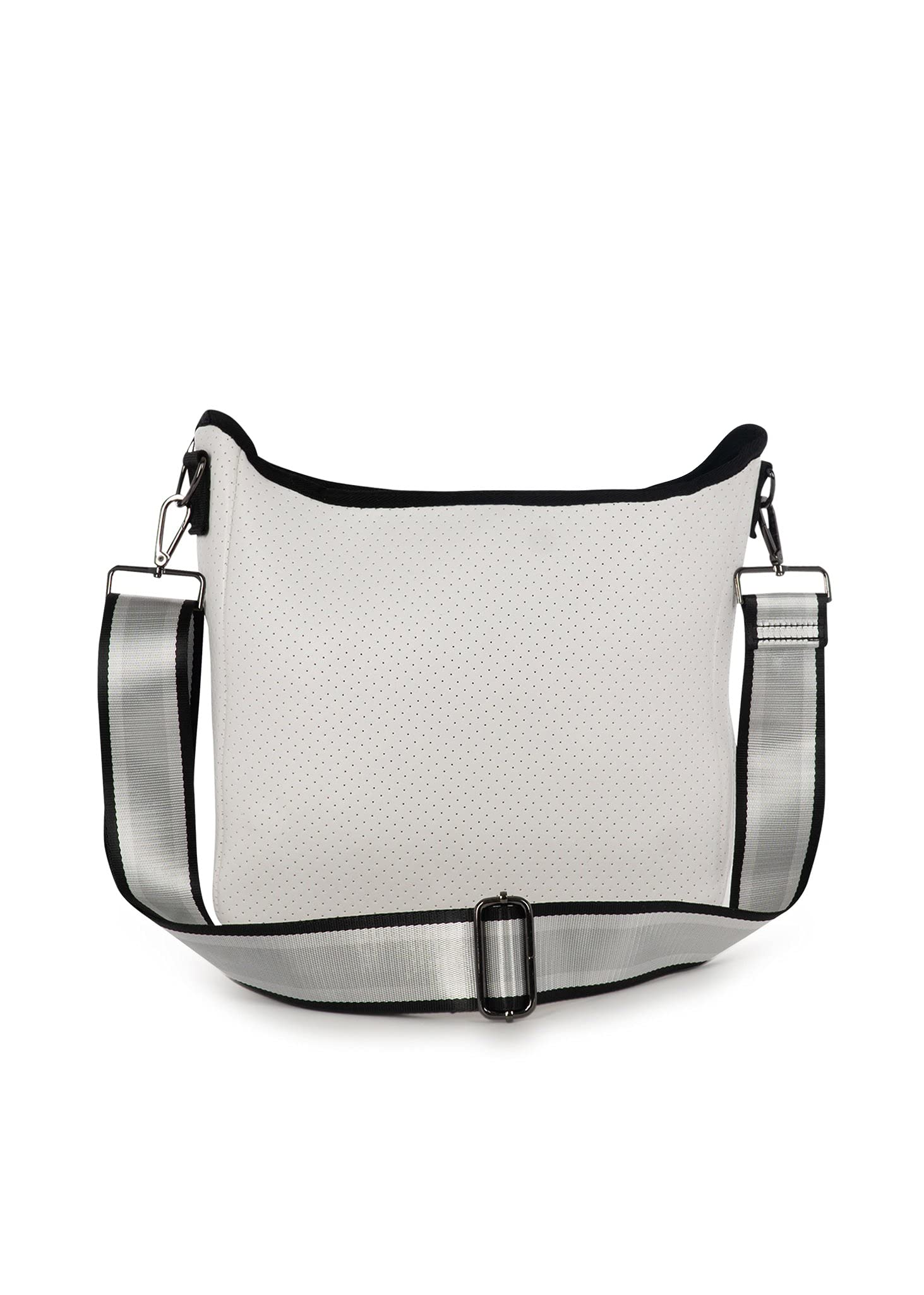 Blake New Midtown Cross Body by Haute Shore White WBlack and Silver Stripe