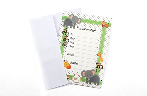 Tytroy Animal Themed Multi Occasion Party Invitation Jungle Zoo Safari Gender Neutral Invite Cards (48 pc)