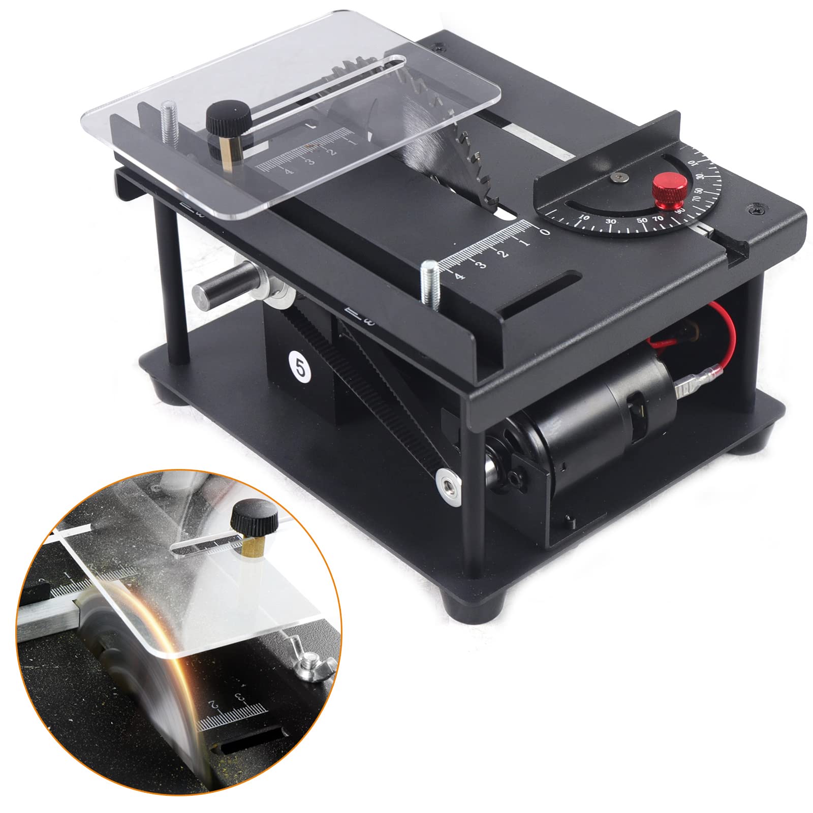 MARTEXBUY Mini Sliding Table Saw, Multifunctional Mini Tablesaw, Portable Electric Precision Table Saw, Woodworking DIY Cutting Bench Saw, Household for Metal Wood Plastic Cutting, Speed Adjustable