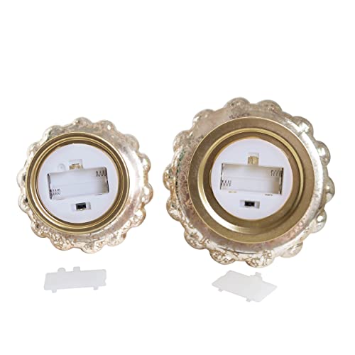 Battery-Operated Mercury Glass Christmas Tree Set, 2 Sizes: D6.1''x11.2''H and D4.9''x7.5''H