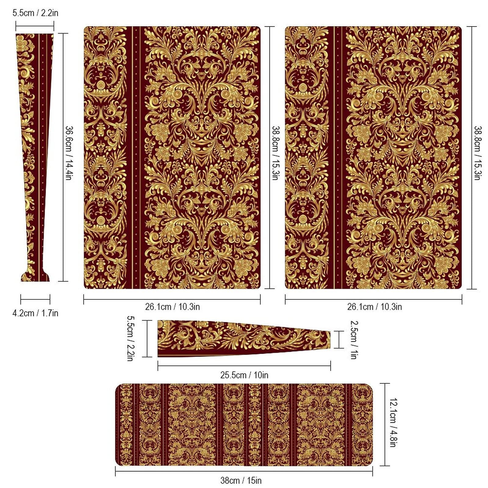 Baroque Golden Flower Full Protective Skin Cover Design Wrap Decal Sticker Compatible with PS5 Digital Edition Console and Controller