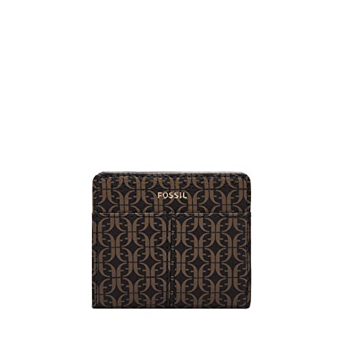 Fossil Women's Tara Leather Wallet Multifunction Bifold, Black/Brown (Model: SL8227015)
