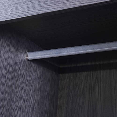 ATY Full Size Murphy Bed with Wardrobe and Drawers, Wood Storage Bedframe Can be Folded into a Cabinet, Bedroom Furniture, Save Space Design, No Box Spring Required, Gray