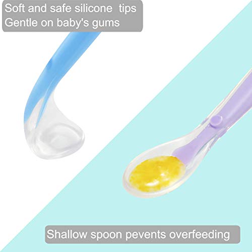 PandaEar Baby Silicone Soft Spoons| Training Feeding for Kids Toddlers Children and Infants| BPA Free 6 Pack| Great Gift Set |Gum-Friendly First Stage