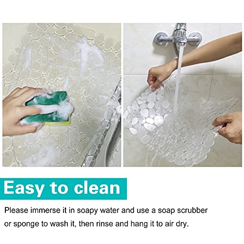 Coopay Kitchen Sink Mat Pebble Sink Mat PVC Eco-friendly Kitchen Adjustable Stainless steel/Porcelain Dish Drying Pad Sink Protector for Bottom of Kitchen Sink, 15.8 x 11.8 inches (2 Pack, Clear)