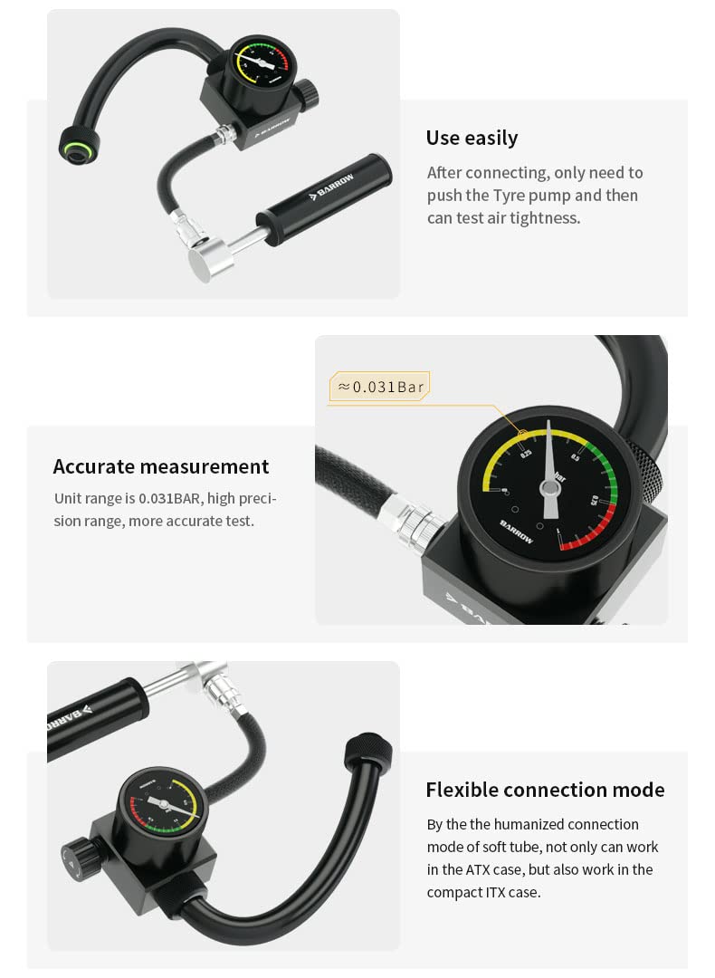 Barrow Computer Water-Cooled Airtightness Tester Seal Test Tool Pressure Test Leak Tester,Manual air Tightness Tester for Computer Water Cooling,GJQM-01