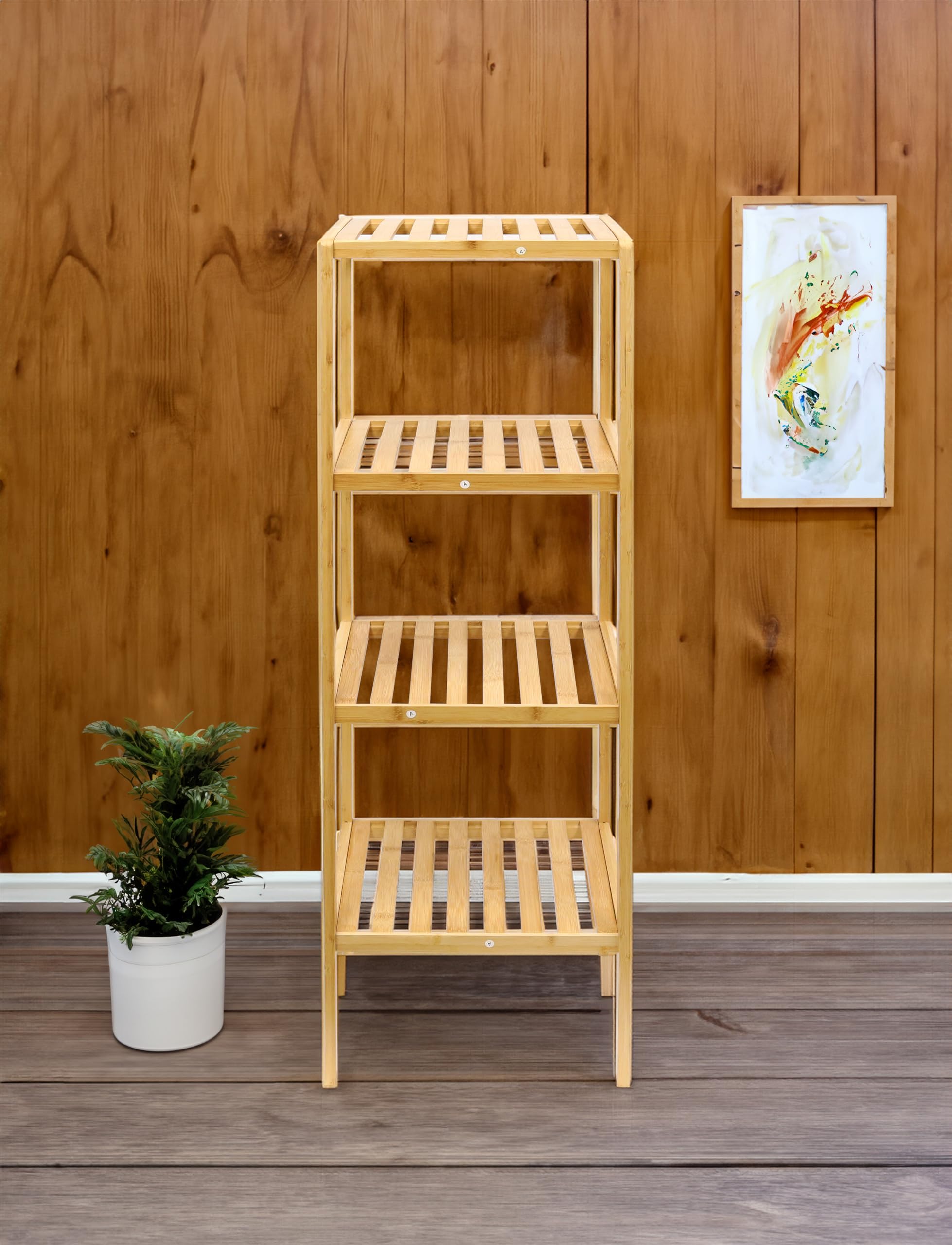 RoyalHouse Bamboo Bathroom Storage Shelf, 3-Tier Shelving Unit, Shelving Unit for Bathroom, Living Room, Kitchen