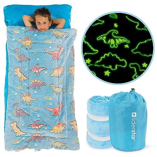 Dinosaur Sleeping Bags ā Cozy Sleeping Bag for Boys Girls Aged 2-12 ā Glow in The Dark Dinosaur Design ā Ultra-Soft and Comforting Kids Sleeping Bag ā 33 x 66-inch