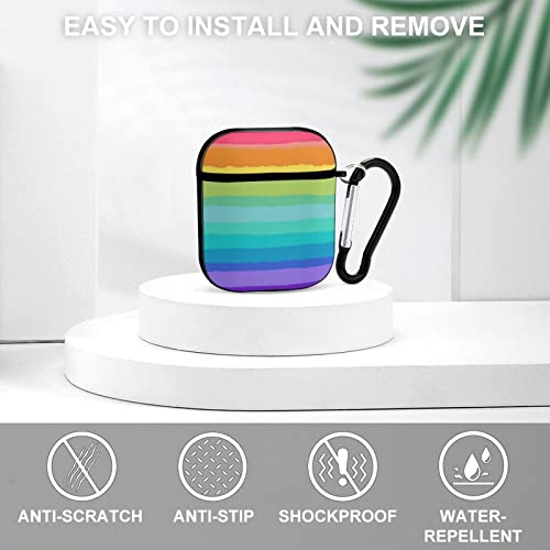 LGBT Rainbow Pride AirPods 2 & 1 Case Cover Gifts with Keychain, Shock Absorption Soft Cover AirPods 2 & 1 Earphone Protective Case for Men Women