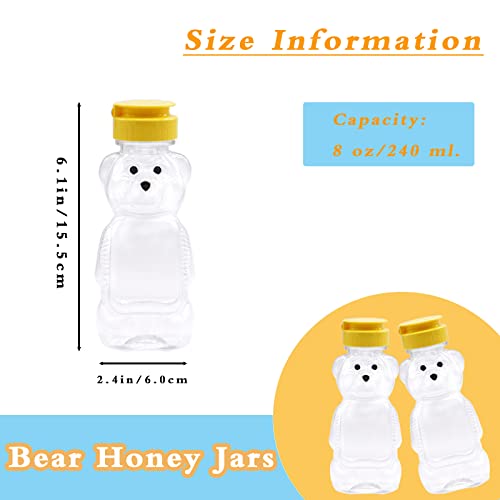 Panxxsen 10 Pack 8 Fluid Oz Plastic Honey Bear Bottle,Honey Squeeze Empty Bottle,Squeeze Honey Container with Yellow Flap Caps for Storing and Dispensing