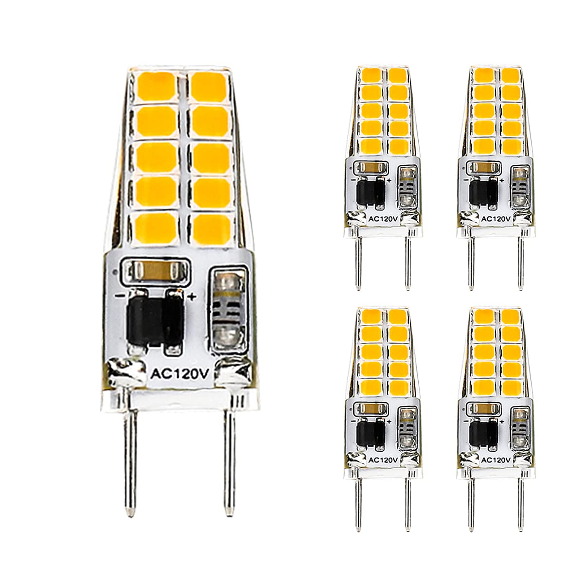 BAOMING G8 LED Bulb 3W T4 2700K Soft Warm White, 120V