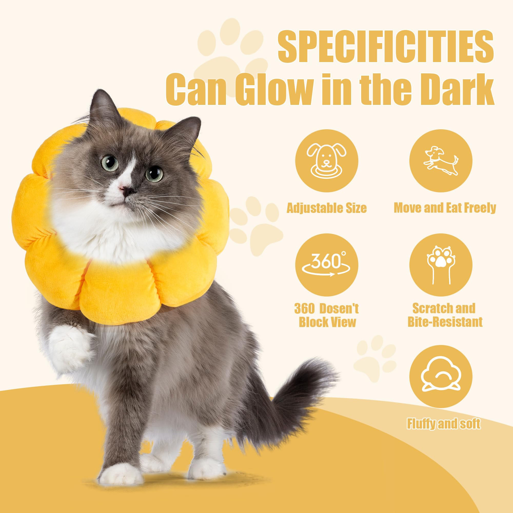 HOMBYS Soft Dog Cone for Dogs and Cats, Cute & Fluffy Flower Shape for Claming Dog, Adjustable Dog Collar Alternative After Surgery, Protective Elizabethan Collar for Dogs Recovery & Stop Licking,S