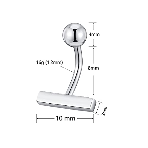 BLBLJERY Small Belly Button Ring Belly Rings Surgical Steel Dainty Bar Navel Ring Simple Belly Rings Belly Button Piercing Silver