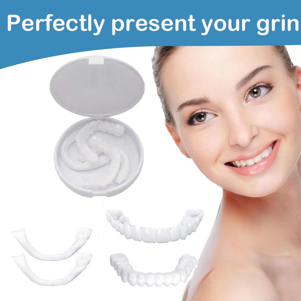 Denture Teeth Temporary Fake Teeth Snap On Top and Bottom Teeth for Men and Women, Cover The Imperfect Teeth,Fix Confident Smile