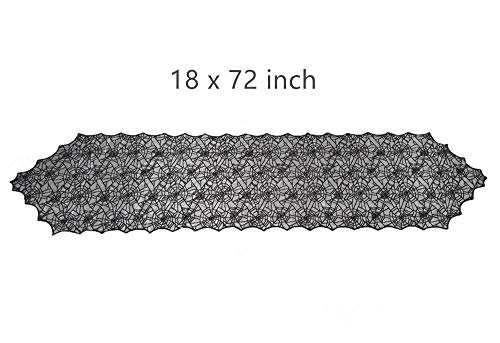 ibohr Halloween Table Runner with Spider Web Lace Festival Table Runner Halloween Table Decoration for Parties & Gatherings, 100% Polyester, 18 X 72 Inch