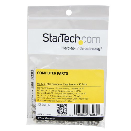 StarTech.com Replacement PC Mounting Screws #6-32 x 1/4in Long Standoff - Screw kit - silver - 0.2 in (pack of 50) , TAA (SCREW6_32)