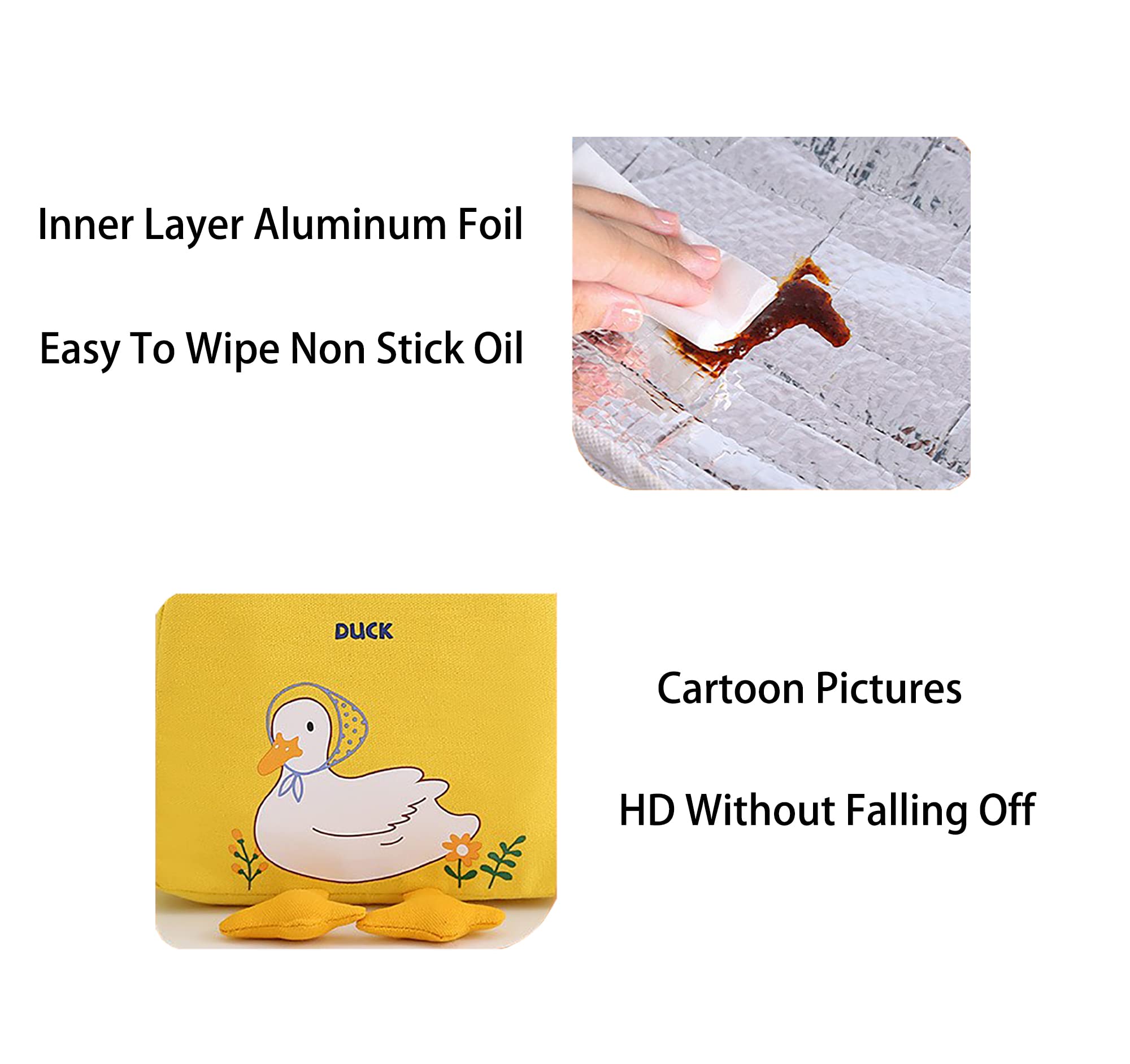 Black Cute Cartoon Duck Lunch Bags For Kids Reusable Insulated Lunch Box Female White Collar Nurse Student Office Worker Lunch Tote Bag