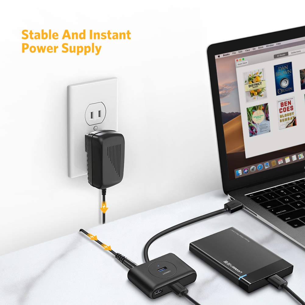 UGREEN AC DC Power Adapter 5V2A - Power Supply Adapter 100-240V, AC Adapter 2000mA, DC Wall Charger Plug with OD: 3.55mm x ID:1.35mm Compatible for Router/USB Hub/TV Box/GPS/Webcam (Exclude Omma Box)