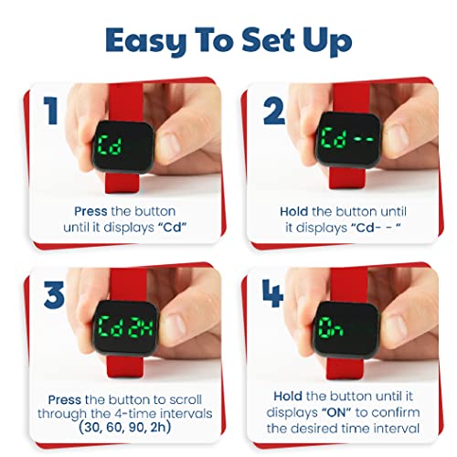 Potty Training Watch for Kids V2 β A Water Resistant Potty Reminder Device for Boys & Girls to Train Your Toddler with Fun/Musical & Vibration Interval Reminders with Potty Training eBook (Red)