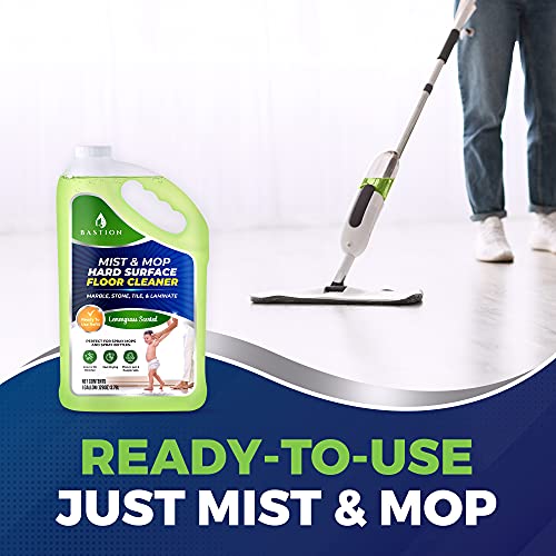 Hard Surface Liquid Floor Cleaner Solution Mist & Mop Ready-To-Use for Marble, Stone, Granite, Tile, Vinyl, Laminate, Linoleum - Multi-use - Safe, Gentle, & Natural - Removes Dirt, Stains, & Odors - Lemongrass Scent, 1 Gallon (128 oz.)