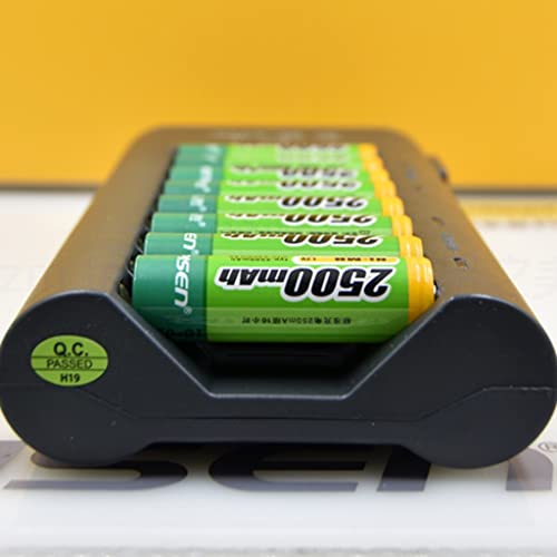 CANNOA 5 Rechargeable Batteries 2500 MAh 8 Smart Fast Charger Kit for 8 Chargers Rechargeable Battery